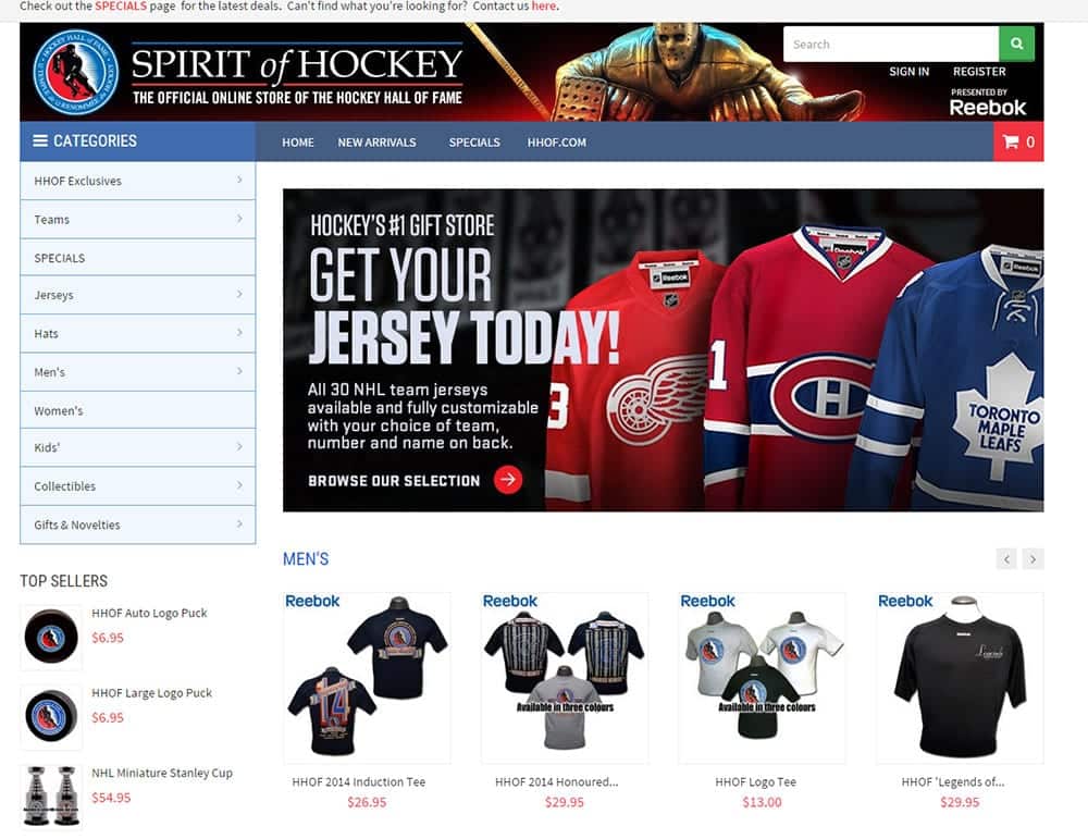 Hockey Hall of Fame Ecommerce Website designPlatina IT